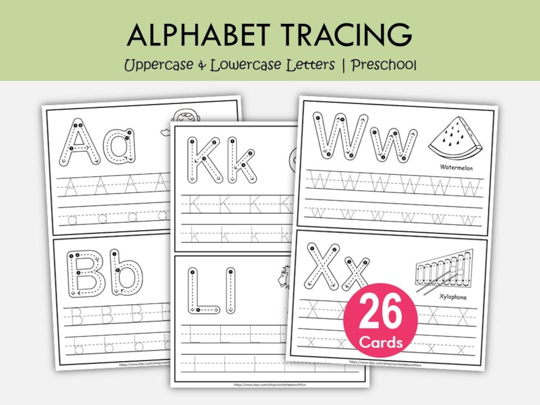 Alphabet Tracing Worksheets | Uppercase & Lowercase Letters | Preschool ...