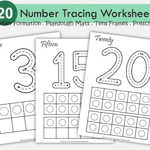 20 Number Tracing Worksheets, Traceable Numbers, Preschool Worksheets ...