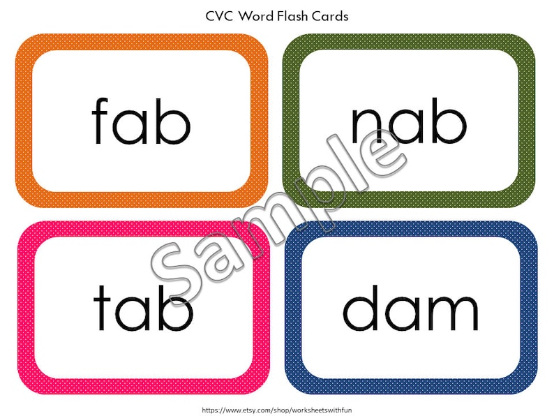CVC Words Flash Cards Printable CVC Flashcards Learn to - Etsy