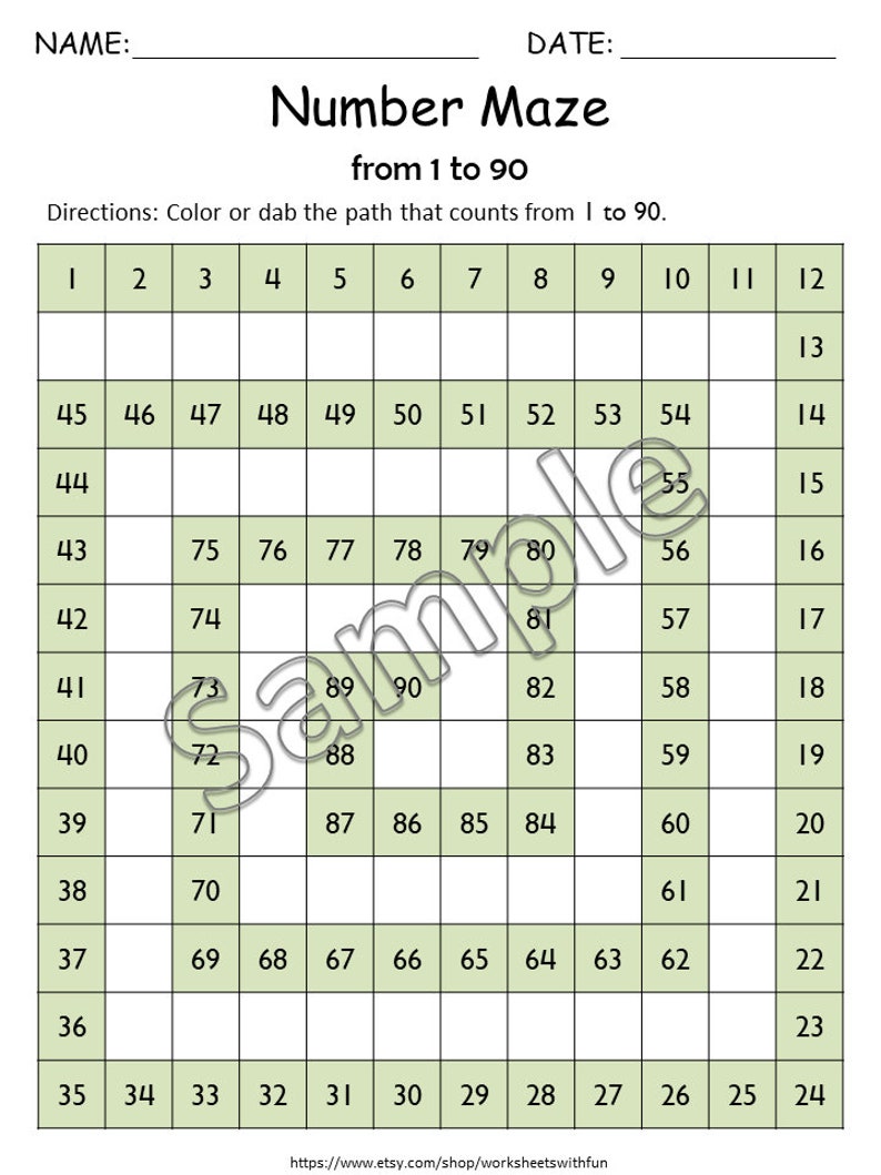 Number Mazes Worksheets 1–100, Counting Maze Printable, Number Path ...