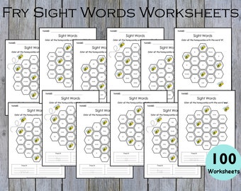 First 100 Sight Words Worksheets Sight Word Fluency Activities, ELA ...