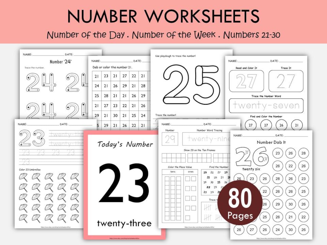 Numbers 21-30 Worksheets: Preschool Math Workbook (digital Download) - Etsy