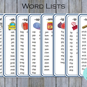 Learn to Read CVC Words Phonics Cards Printable Kindergarten - Etsy