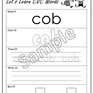 CVC Words Practice Worksheets: Phonics Activities for Kindergarten ...