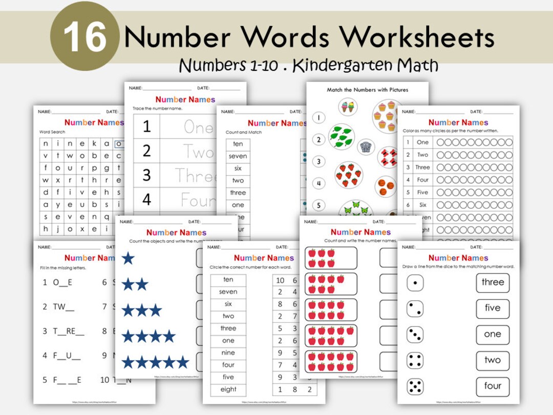 Number Words Worksheets 1-10, Number Names, Preschool Printable ...