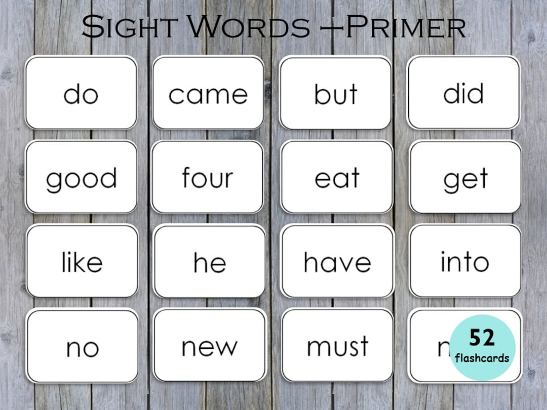 Sight Words Flashcards Printables, 52 Pre Primer Level 2 High Frequency ...