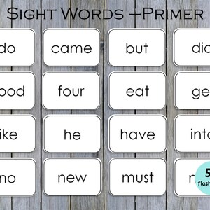 Sight Words Flashcards Printables, 52 Pre Primer Level 2 High Frequency ...