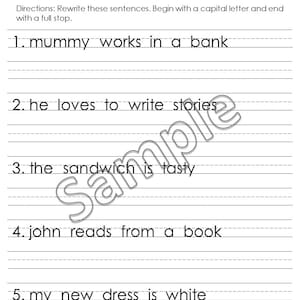 Punctuation Worksheets | Capital Letters & Period (full Stop) Practice ...