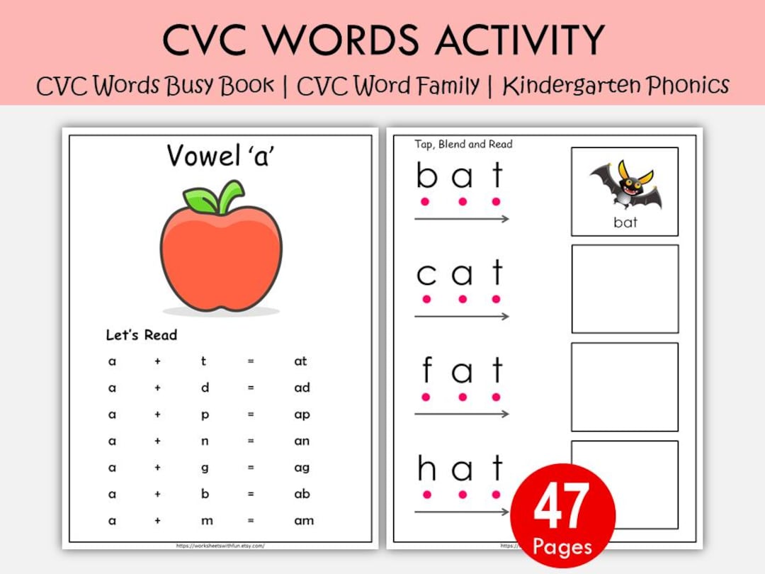 CVC Word Blending Activities Printable | Phonics Matching Worksheets ...