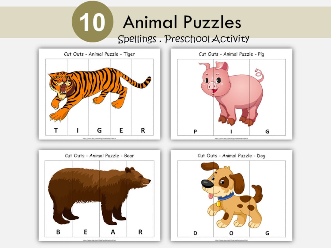 Animal Name Puzzles for Preschoolers: Learn to Read (digital Download ...