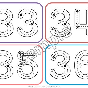 Number Tracing Cards, Number Tracing Flashcards, Preschool Worksheets ...