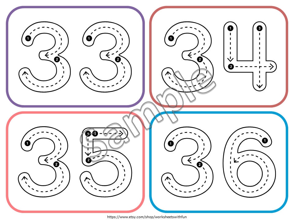 Number Tracing Flashcards 1-100: Preschool Printable Worksheets (PDF ...