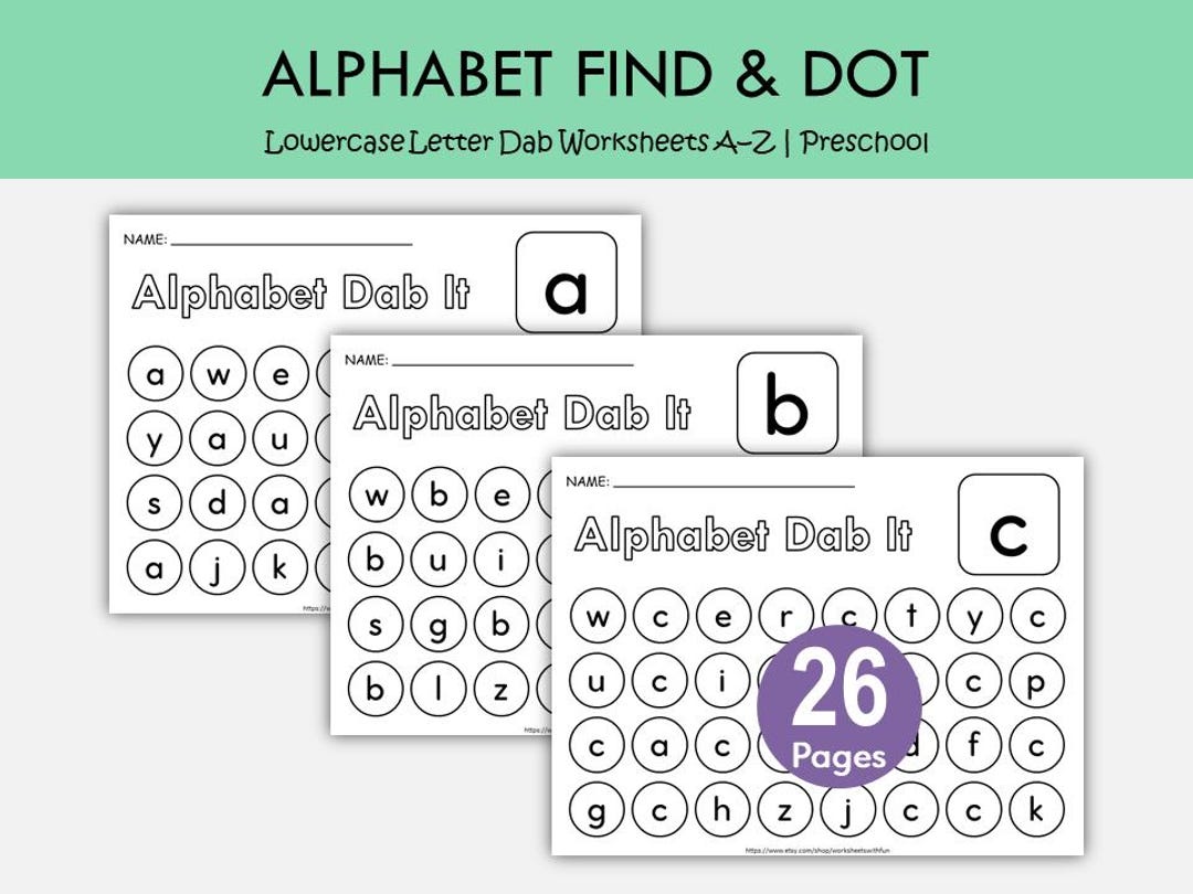 26 Lowercase Alphabet Dab It Worksheets Printable | Dot Marker Letters ...