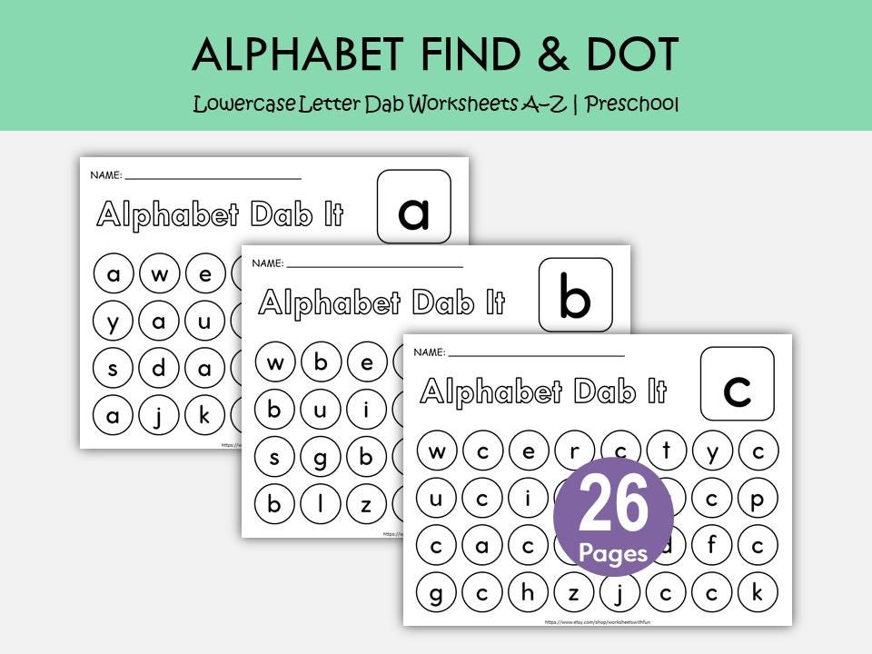 26 Lowercase Alphabet Dab It Worksheets Printable | Dot Marker Letters ...