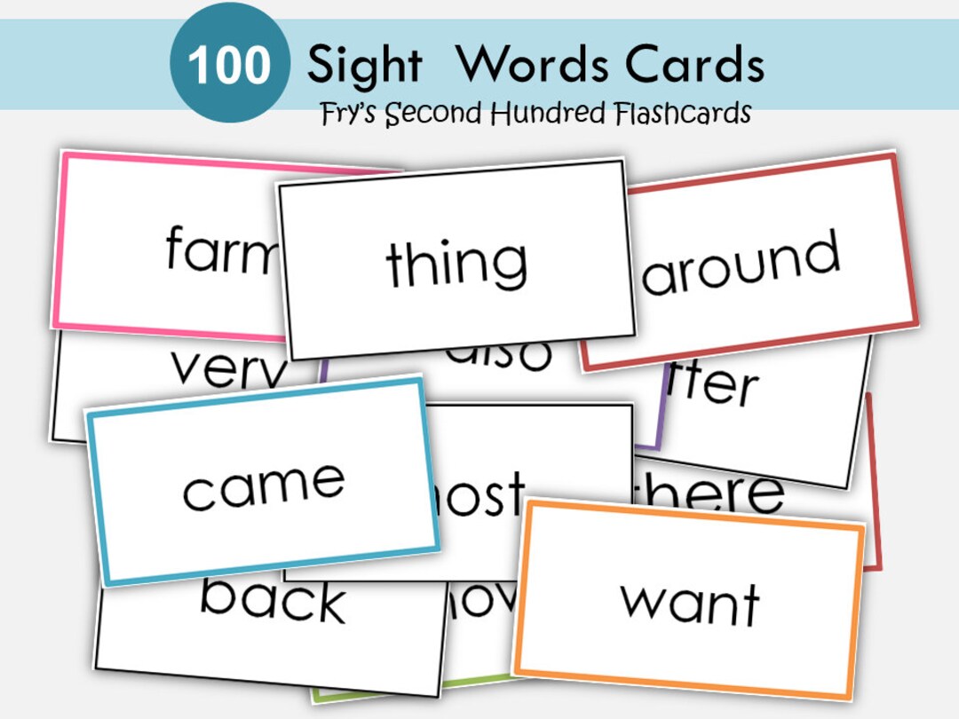 100 Printable Fry's Second Hundred Sight Word Flashcards - Grade 1 ...