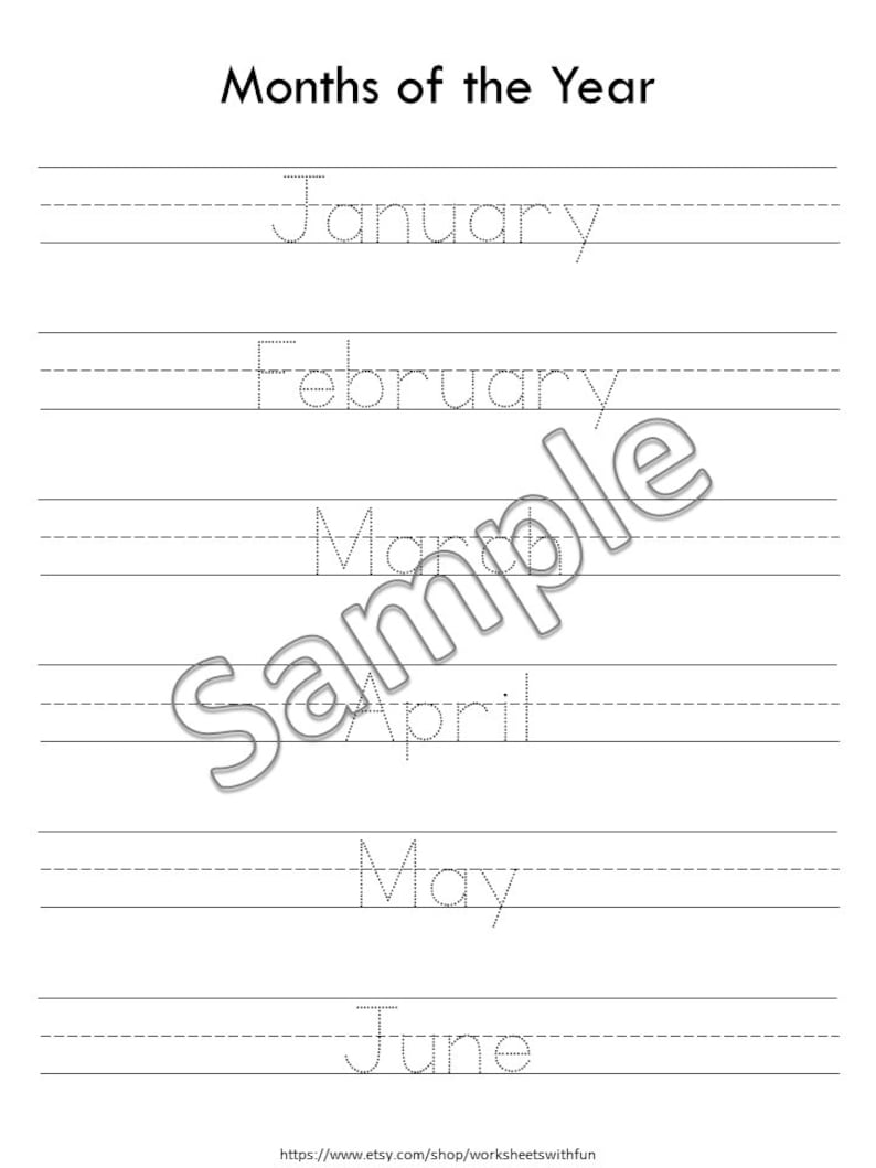 Months of the Year Tracing Worksheets Printable | Month Name ...