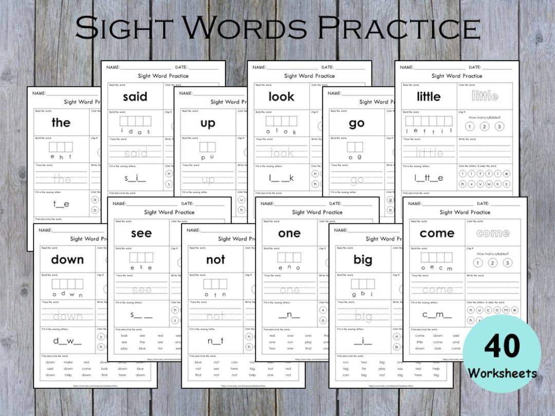 Sight Words Worksheets for Kindergarten, Learn Prek Sight Words, Sight ...