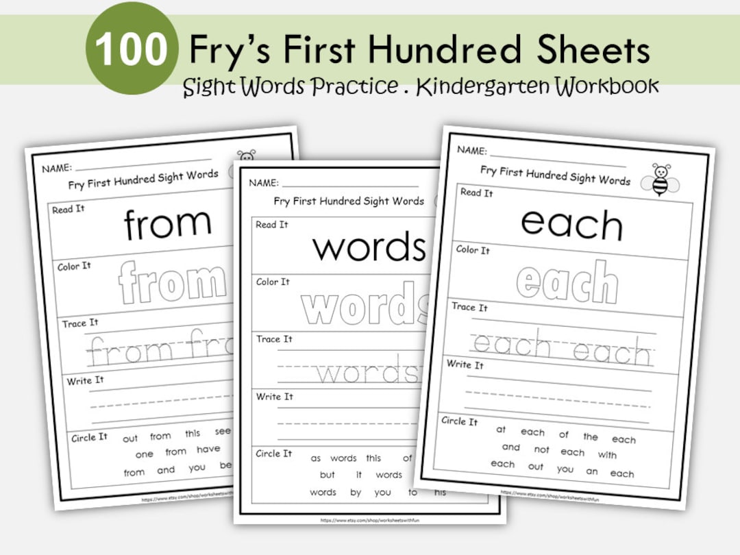 100 Fry Sight Words, Sight Words Printable, Fry Sight Words Bundle, Fry ...