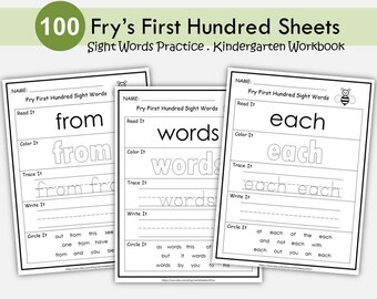 Fry First 100 Sight Words - Etsy