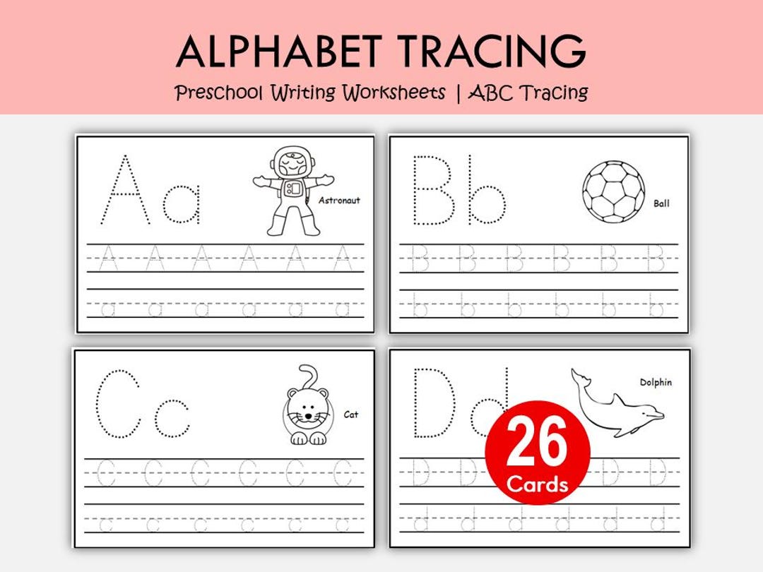 Alphabet Tracing Cards Printable, Uppercase Lowercase Letter Practice ...