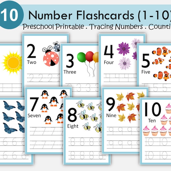 Number Tracing Cards 1 10 - Etsy