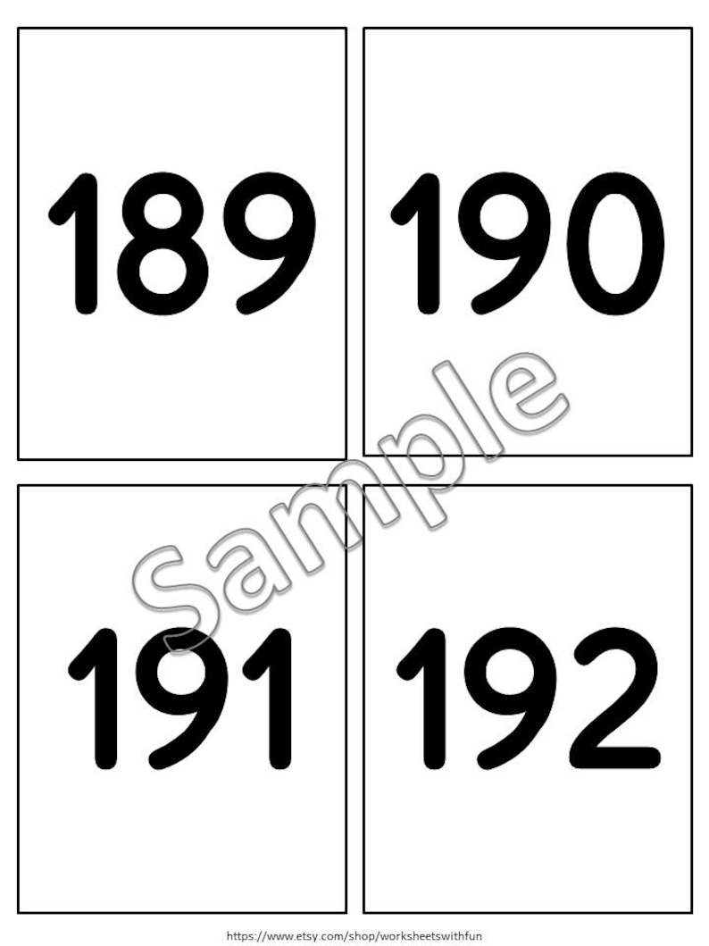 Number Flash Cards 101-200: Printable Learning for Toddlers (digital ...