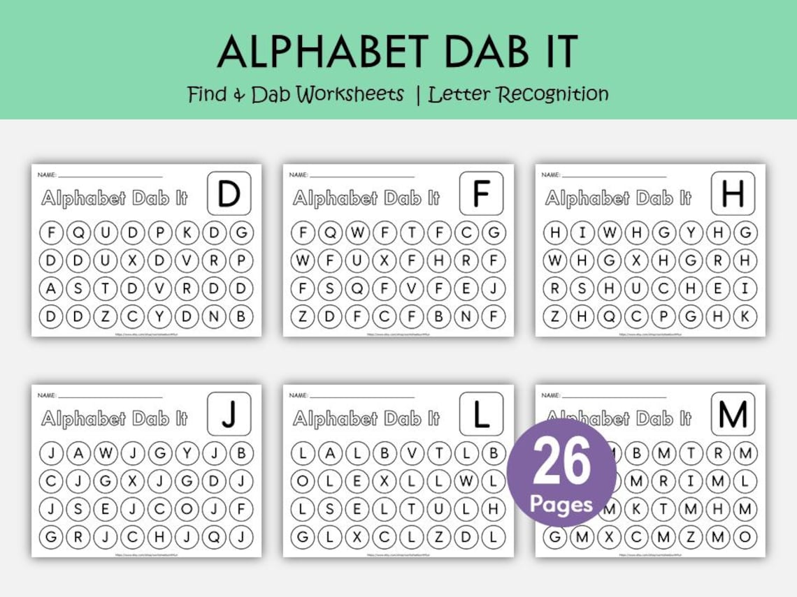 26 Printable Alphabet Uppercase Dab It Worksheets, Preschool ...