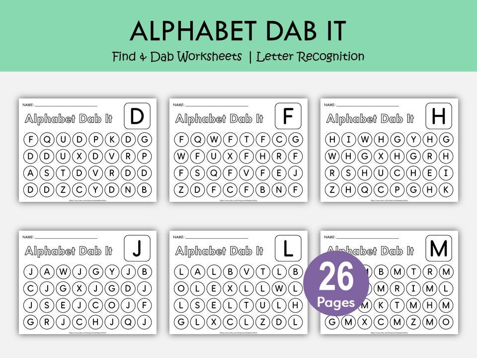 26 Printable Alphabet Uppercase Dab It Worksheets, Preschool ...