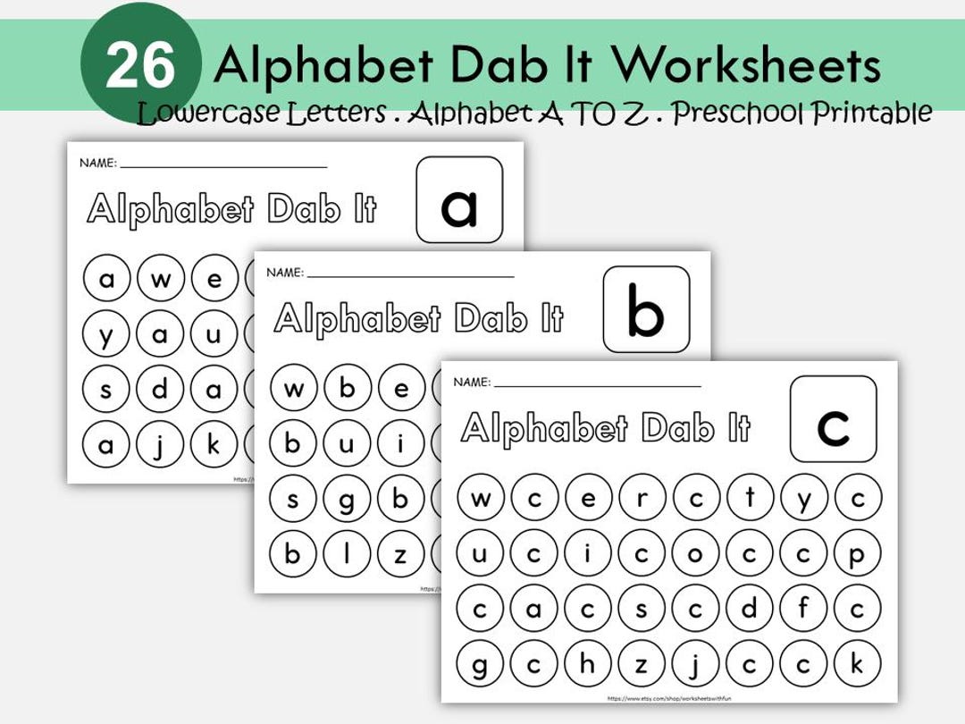 Lowercase Alphabet Dab It Worksheets: Letter Recognition (PDF Printable ...