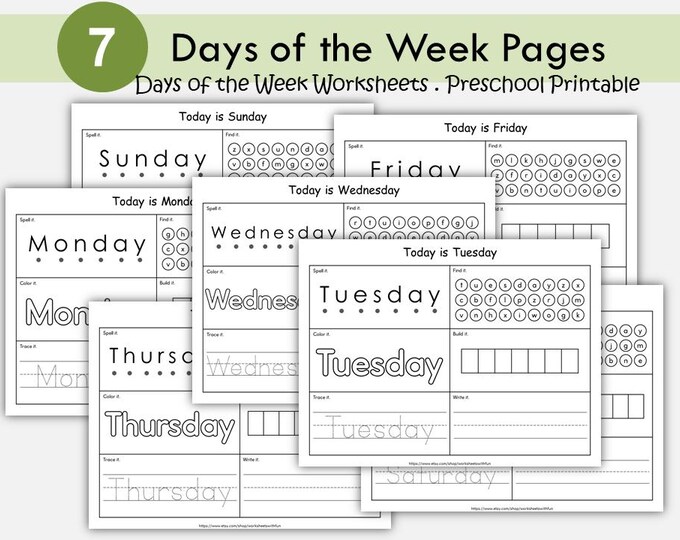 Days of the Week Farm Animals PDF - Preschool Printable - Kindergarten ...