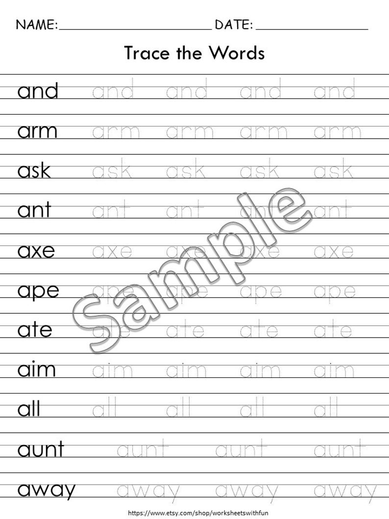 46 Word Tracing Worksheets A–Z | Alphabet Word Practice for ...