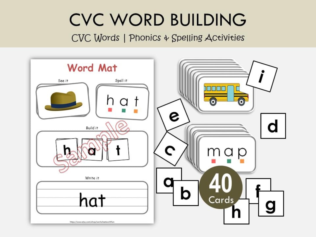 CVC Word Building Mats Printable | Phonics & Spelling Activities for ...