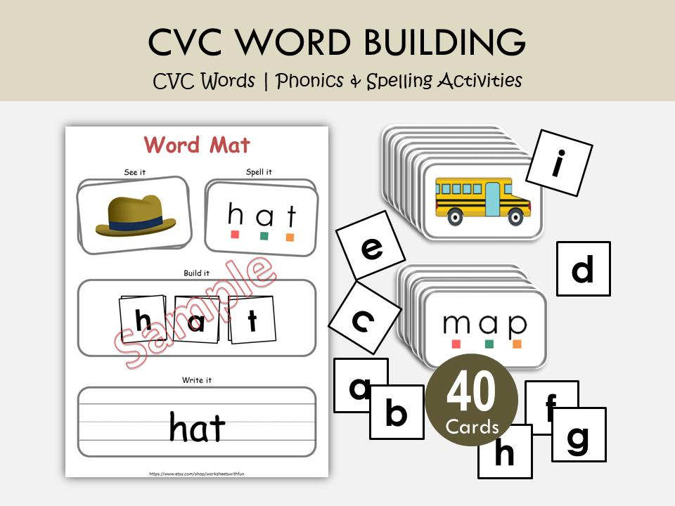CVC Word Building Mats Printable | Phonics & Spelling Activities for ...