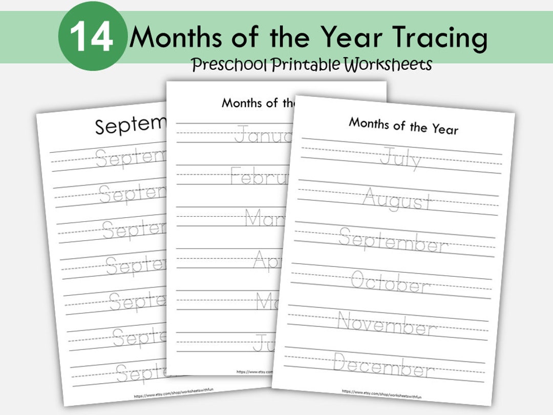 Months of the Year Tracing Worksheet Printable, Handwriting Practice ...