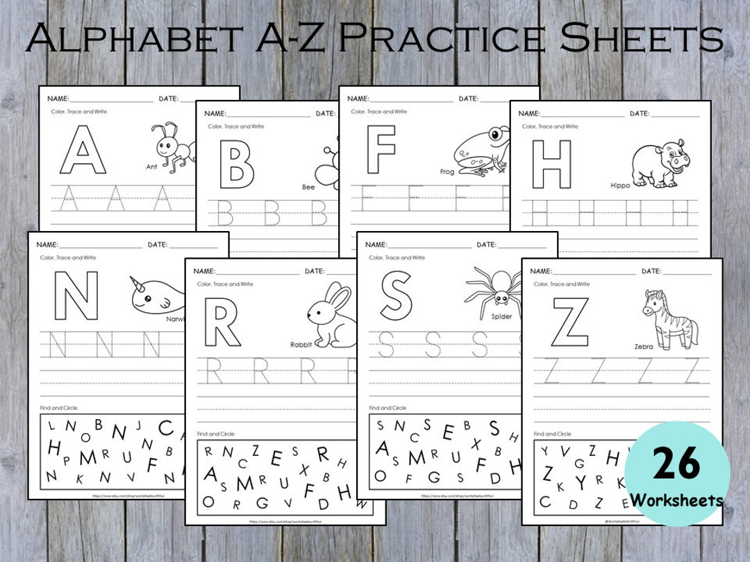 Alphabet Worksheets Printable for Kids Letter A-Z Tracing - Etsy Australia