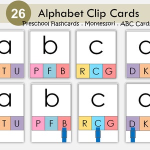 Alphabet Flashcards Printable, Letters Cards, ABC Clip It, Preschool ...