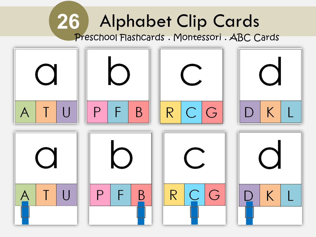 Alphabet Clip Cards: Montessori ABC Flashcards (digital Download) - Etsy