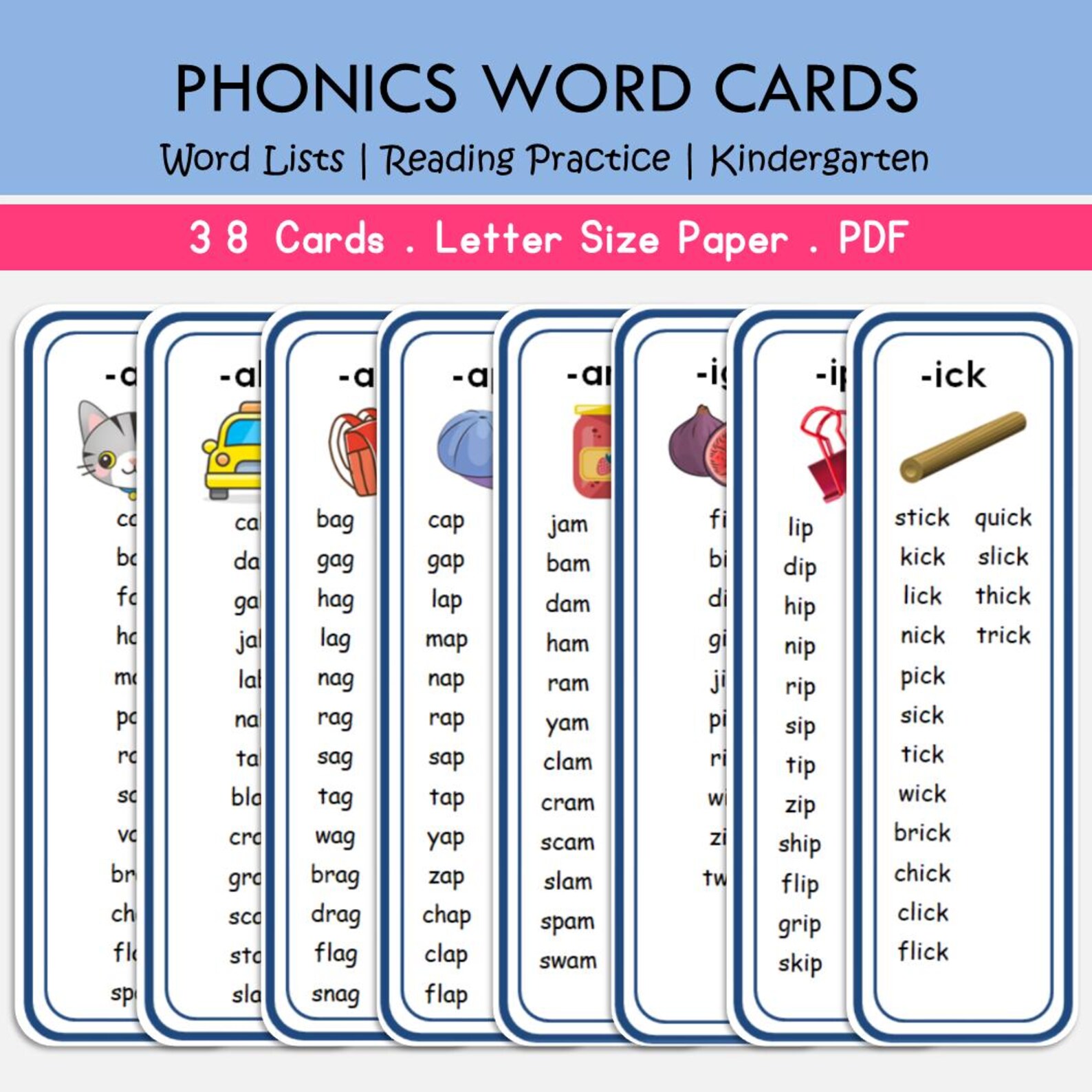 Learn to Read CVC Words, Phonics Cards Printable, Kindergarten Reading ...