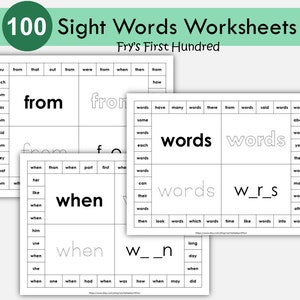 100 Fry Sight Words Worksheets: Word Search Activities (digital ...