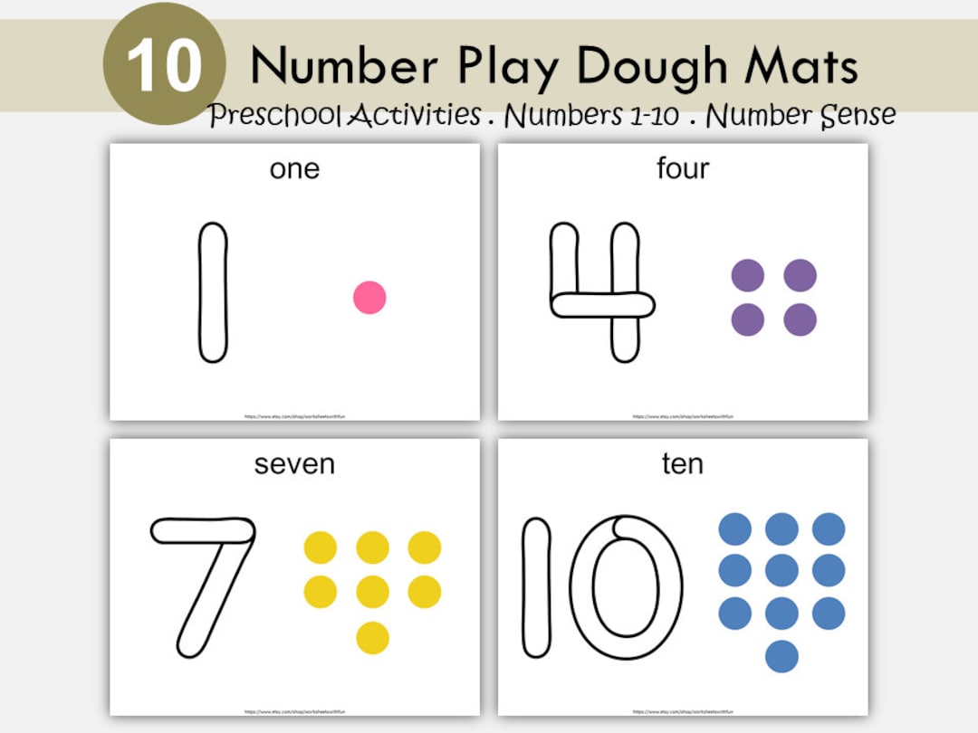 Numbers 1-10 Play Dough Mats Printable for Toddlers, Number of the Day ...