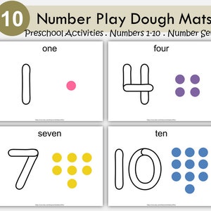 Numbers 1-10 Play Dough Mats Printable for Toddlers, Number of the Day ...