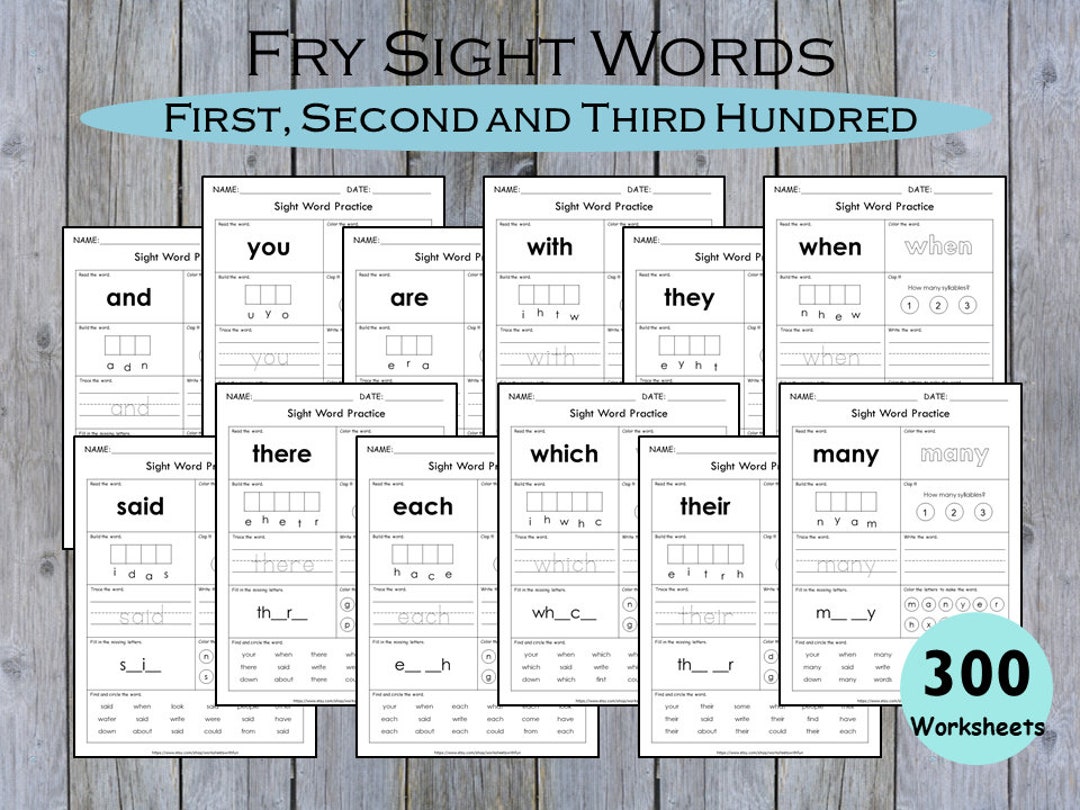 300 Printable Sight Words, Kindergarten Worksheets, Fry Sight Word ...