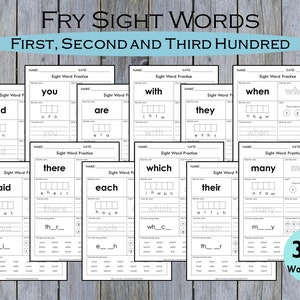 300 Printable Sight Words, Kindergarten Worksheets, Fry Sight Word ...