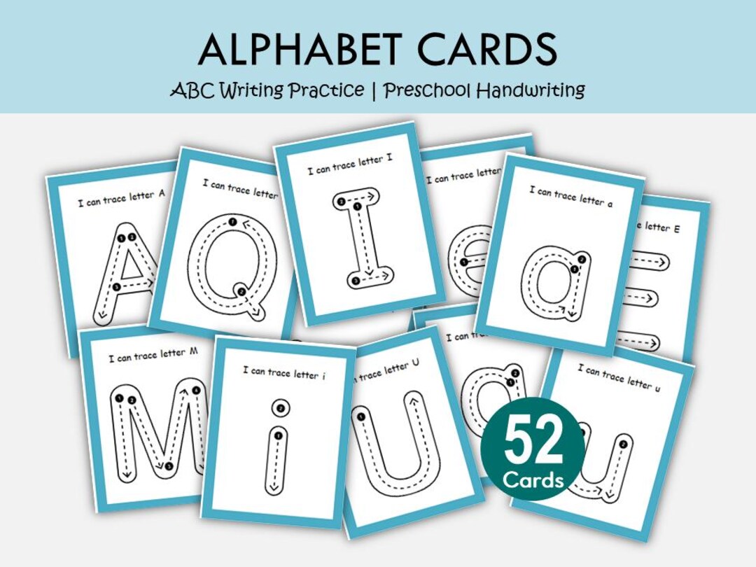 Alphabet Tracing Cards A-Z Uppercase Lowercase Printable, Letter ...