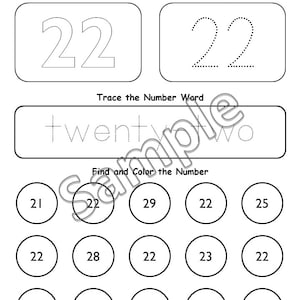 Numbers 21-30 Worksheets: Preschool Math Workbook (digital Download) - Etsy