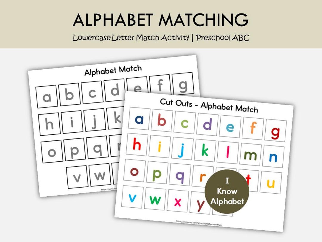 Alphabet Matching Game Printable, Lowercase Letter Match Activity ...