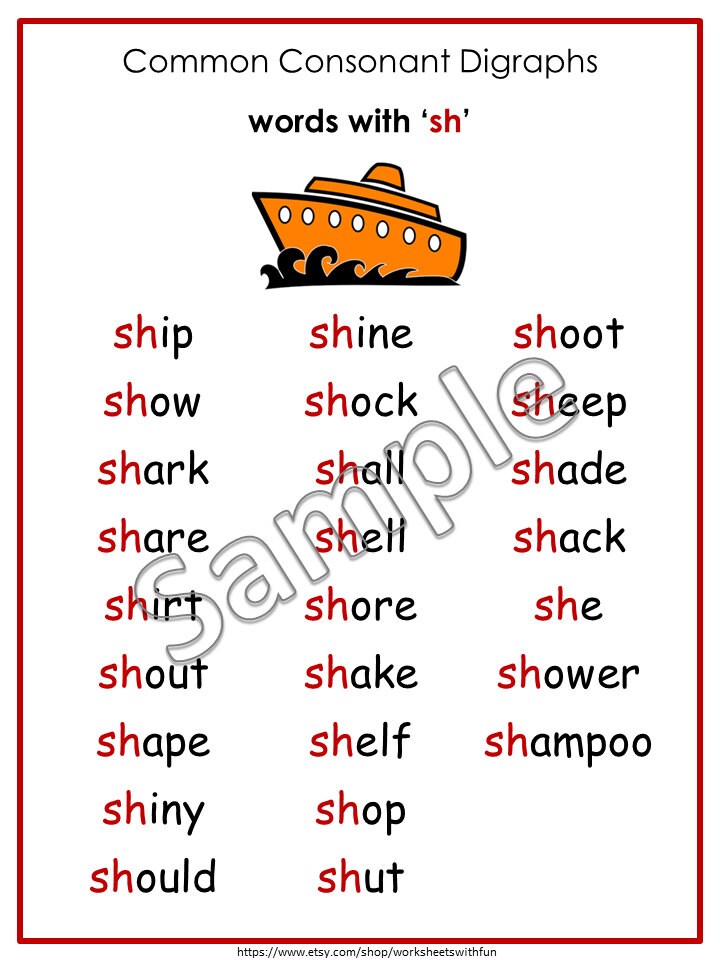 Phonics Diagraph Cards Printable Kindergarten Common - Etsy Canada