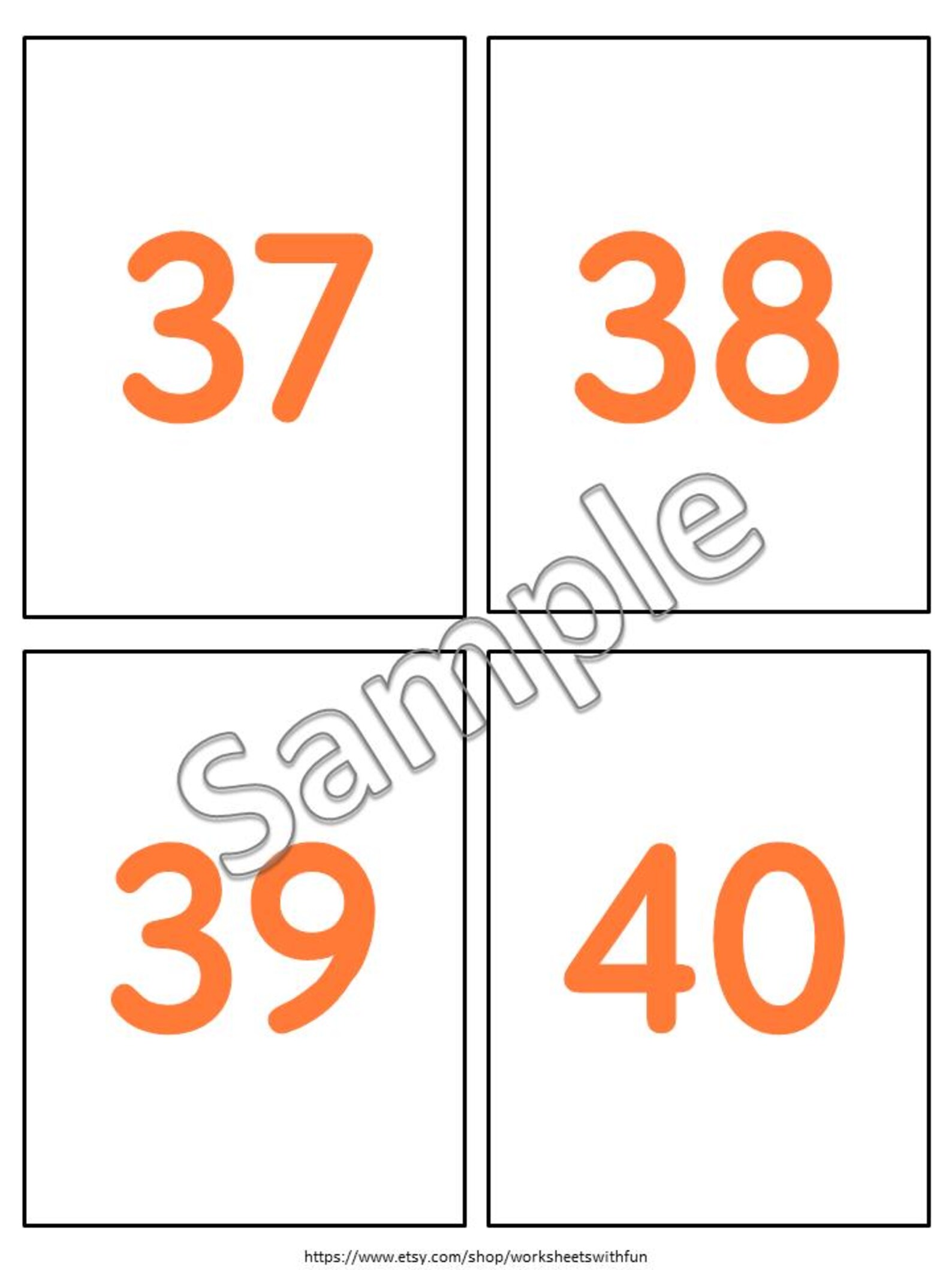 Number Flash Cards 1-100: Printable Learning for Toddlers (digital ...