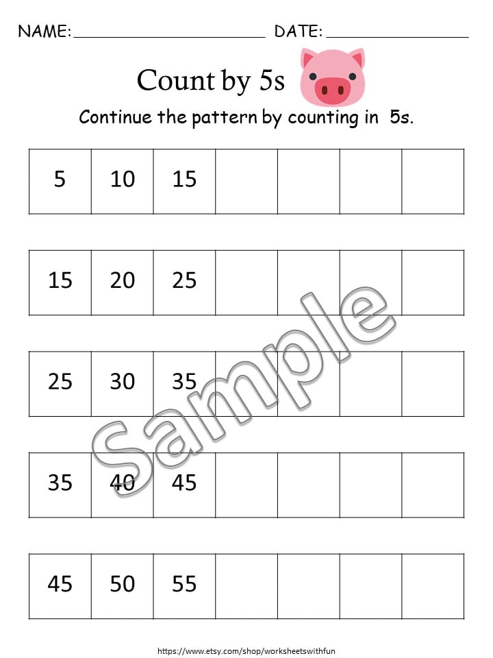 Skip Counting Worksheets 2s 5s 10s Printable, Number Patterns Math ...