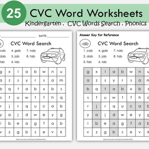 CVC Worksheets, CVC Words, CVC Objects, Words Search, Phonics Book, 3 ...